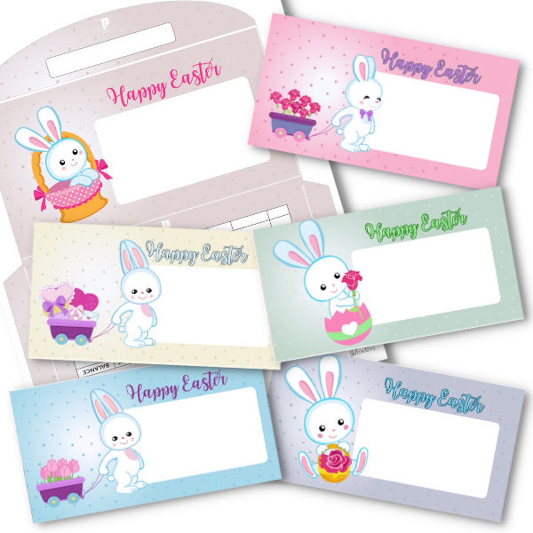 2024 Happy Easter Bunny Horizontal Cash Envelopes, Cash Envelopes ...