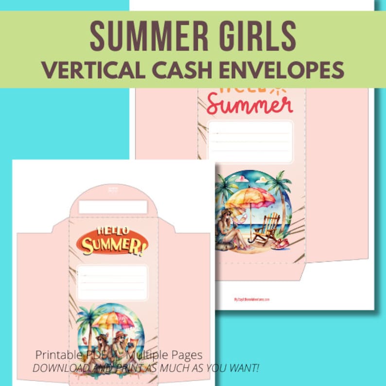 Summer Girls Cash Envelope Printables | Cash Envelopes | Cash Budget ...