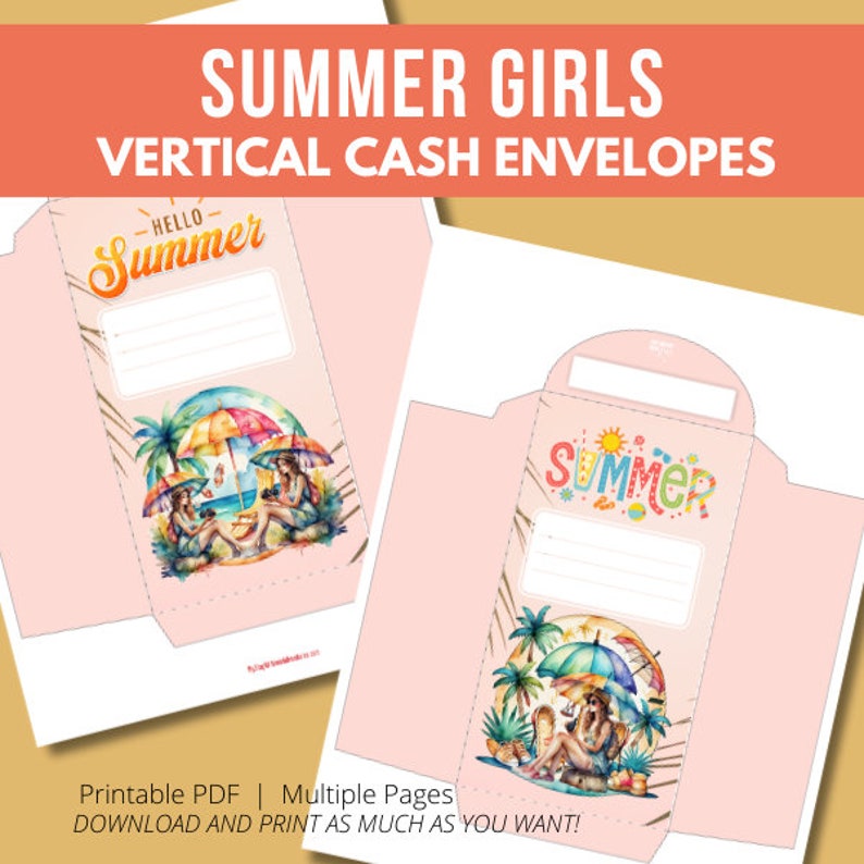 Summer Girls Cash Envelope Printables | Cash Envelopes | Cash Budget ...