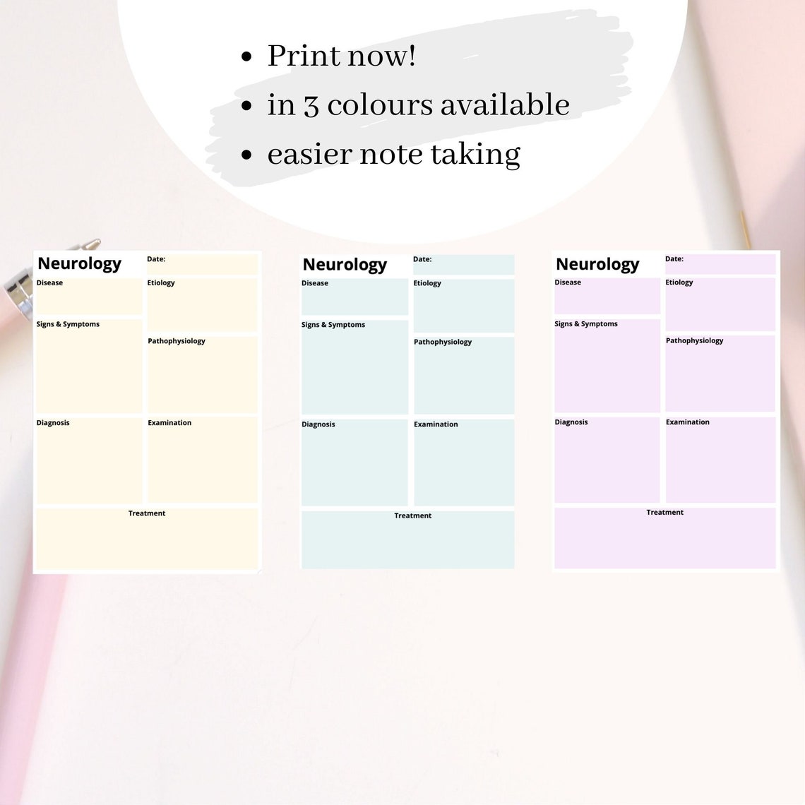Neurology Note Template Study Template for Medical 6 Nursing Students ...