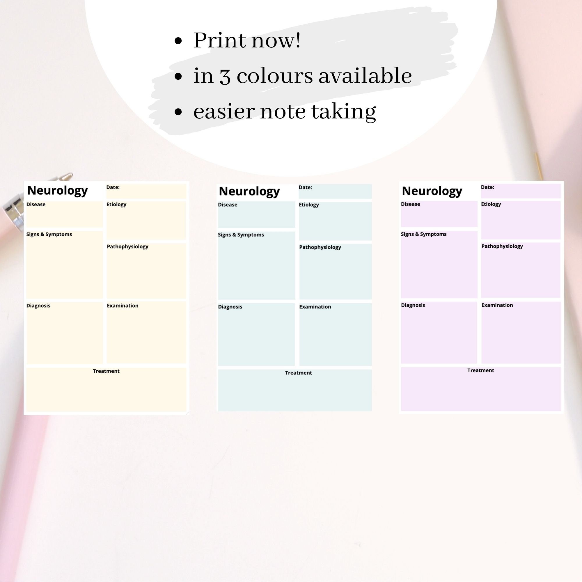 Neurology Note Template- Study Template for Medical 6 Nursing Students ...