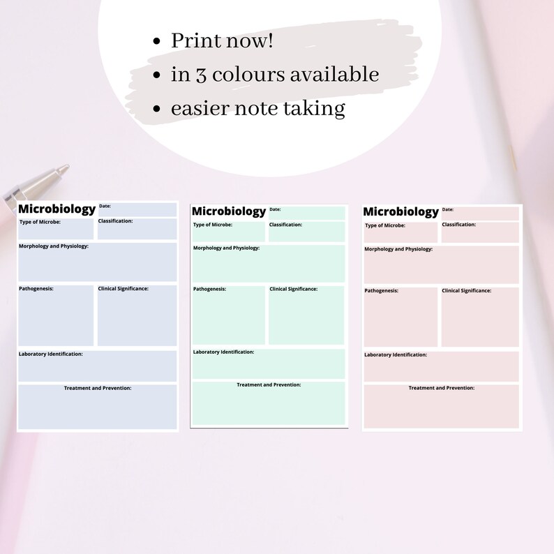 Microbiology Note Template - Study Template for Medical & Nursing ...