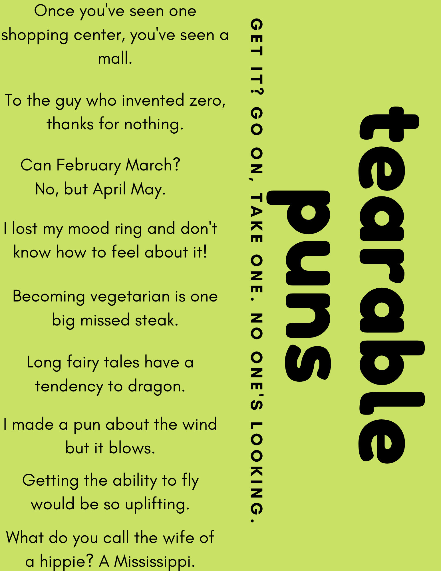 Tearable Puns Printable 1 | Classroom Decor - Etsy