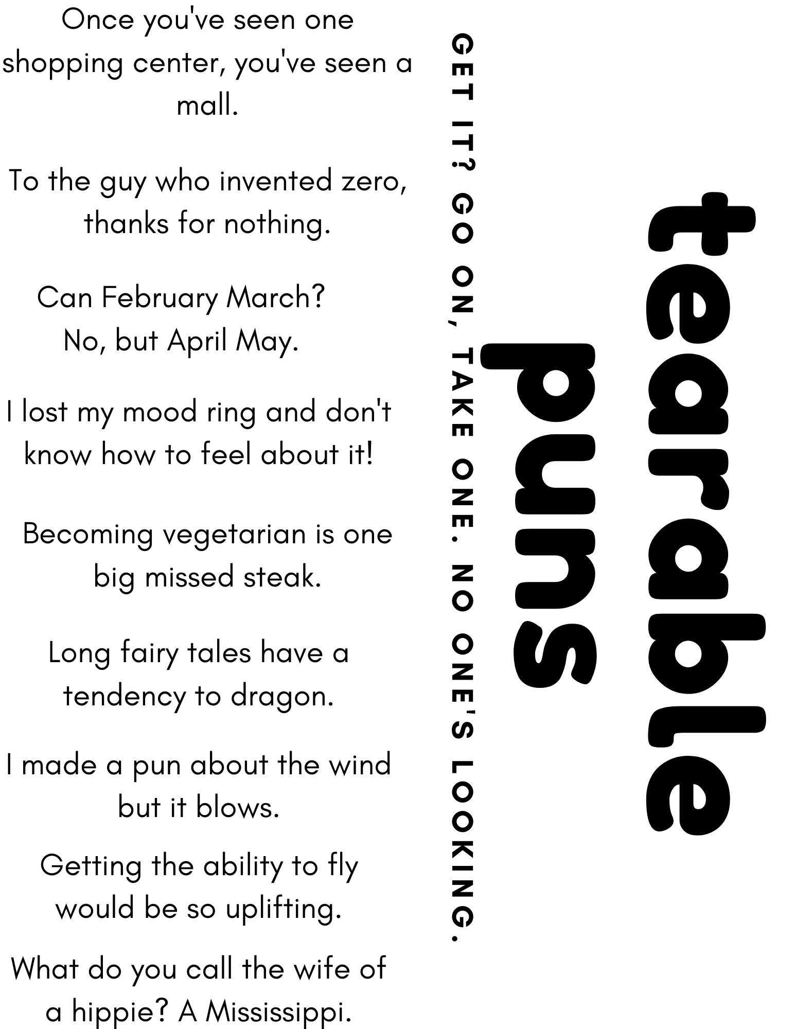 Tearable Puns Printable 1 | Classroom Decor - Etsy