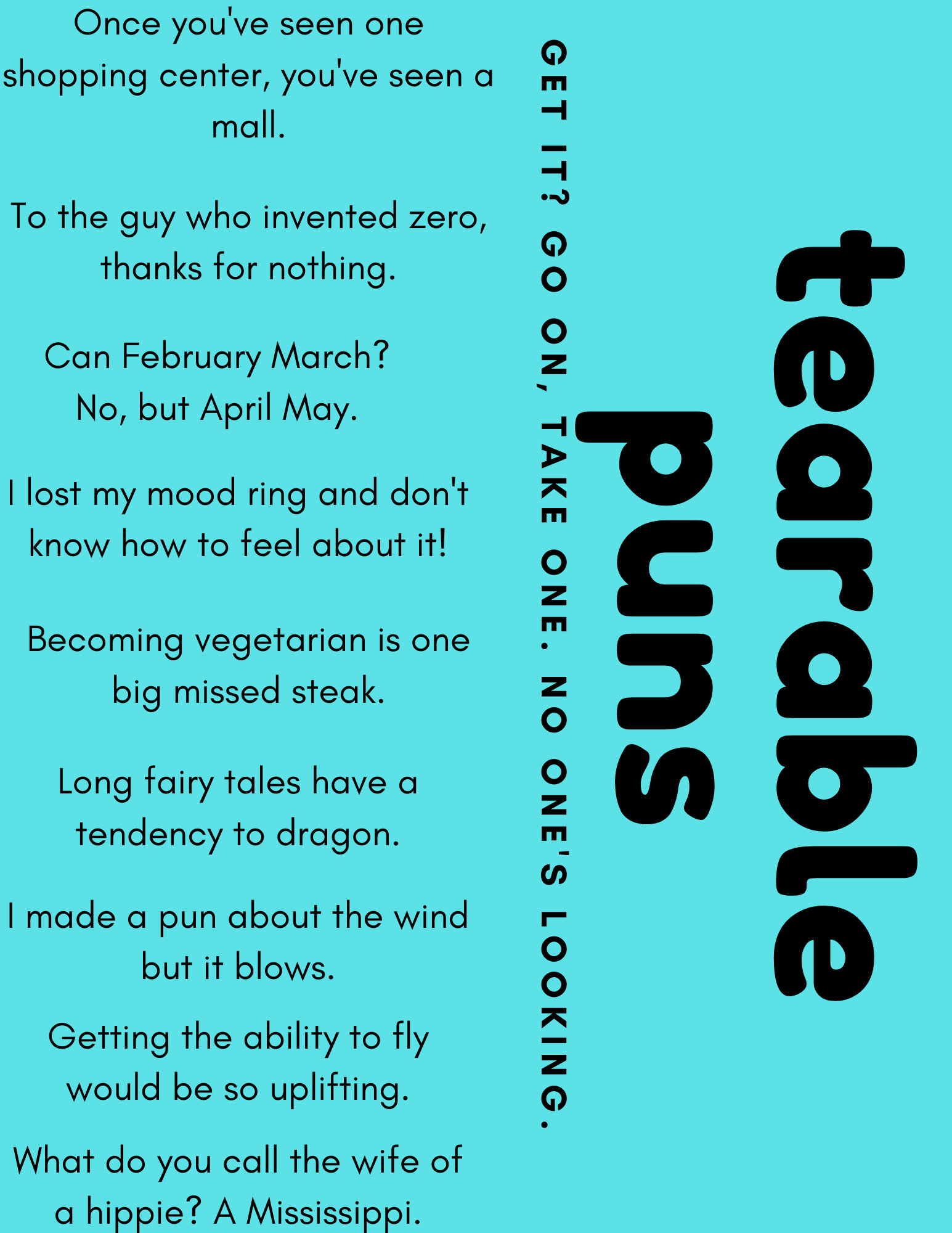 Tearable Puns Printable 1 | Classroom Decor - Etsy