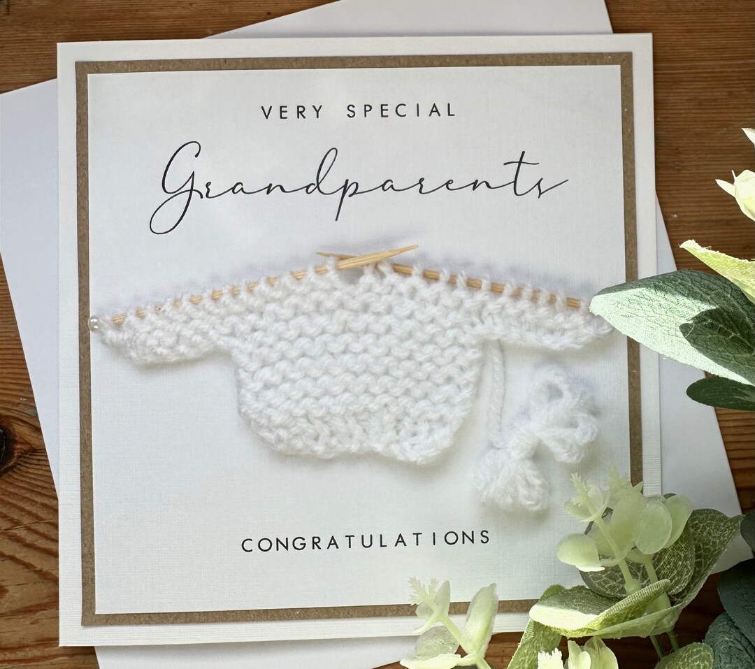 New Grandparents Knitted Jumper Card - Grandparents to Be - New Baby ...