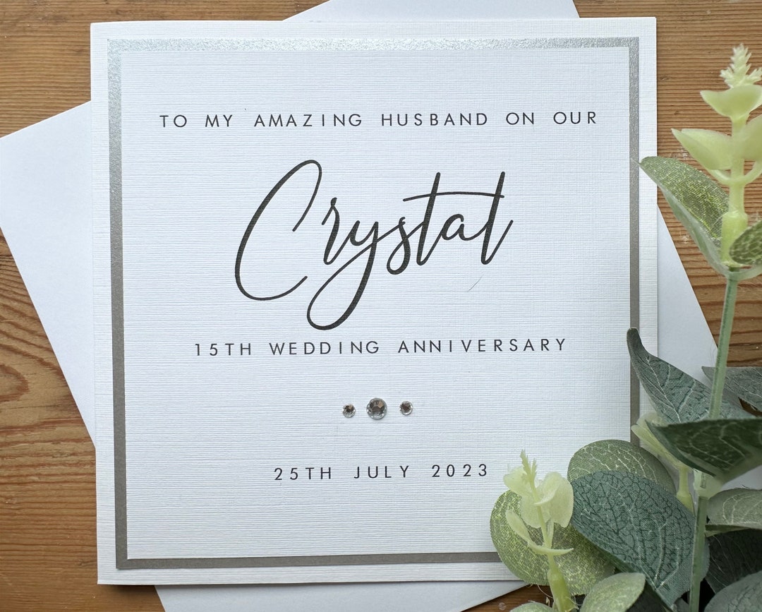15th Anniversary Card Personalised Crystal Husband / Wife Fifteenth ...