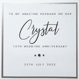 15th Anniversary Card Personalised Crystal Husband / Wife Fifteenth ...
