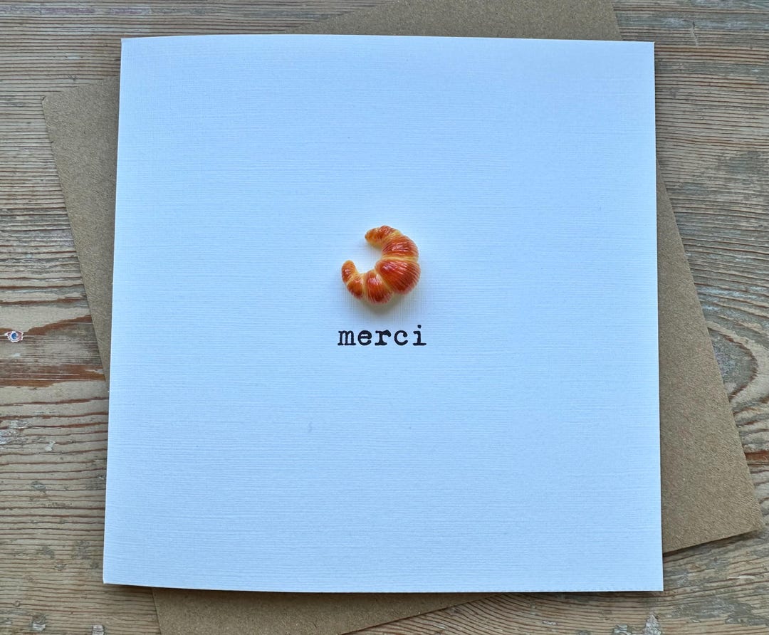 Thank You Card - Merci - Croissant - Etsy
