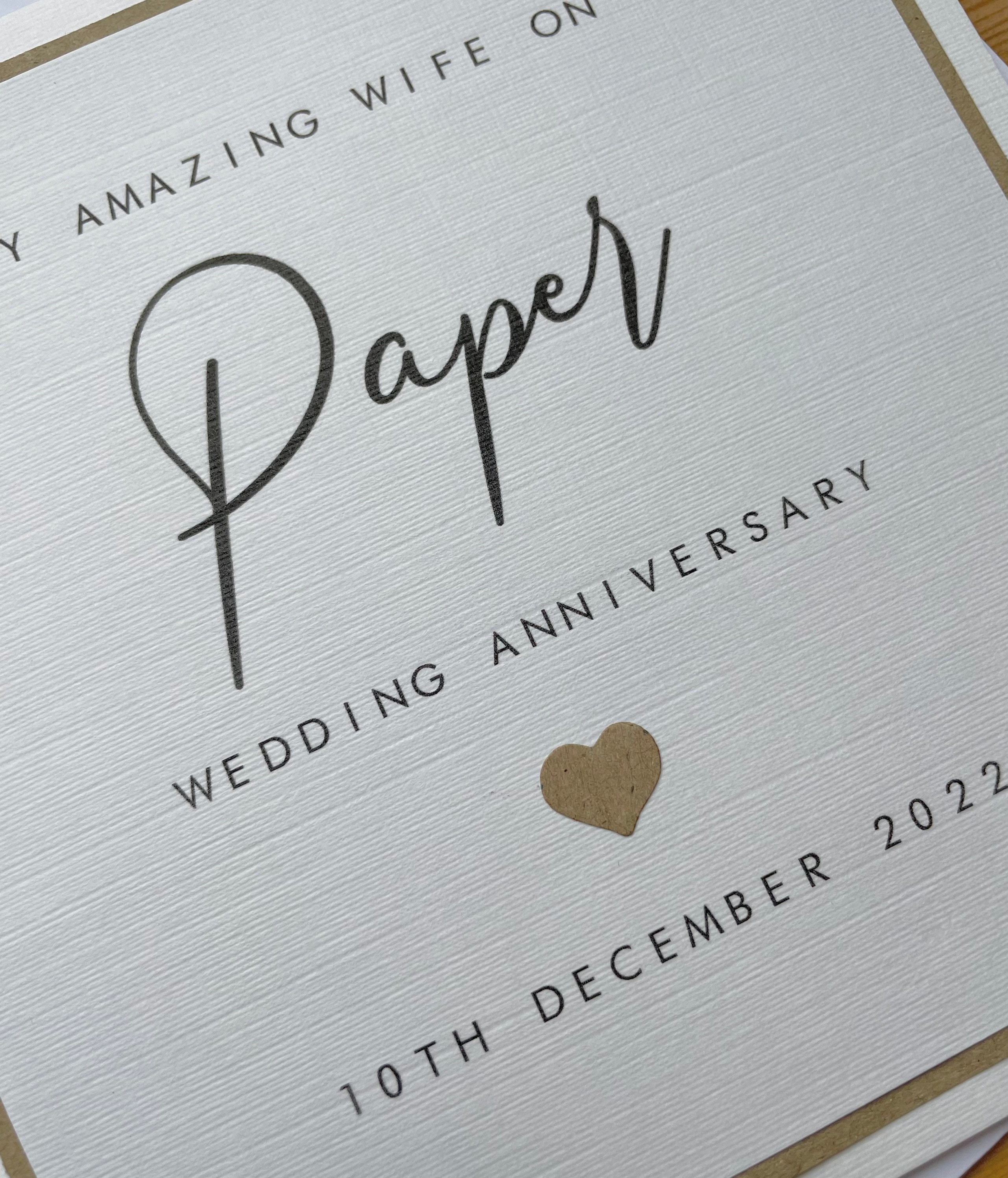 1st Anniversary Card Personalised Paper Husband / Wife - Etsy