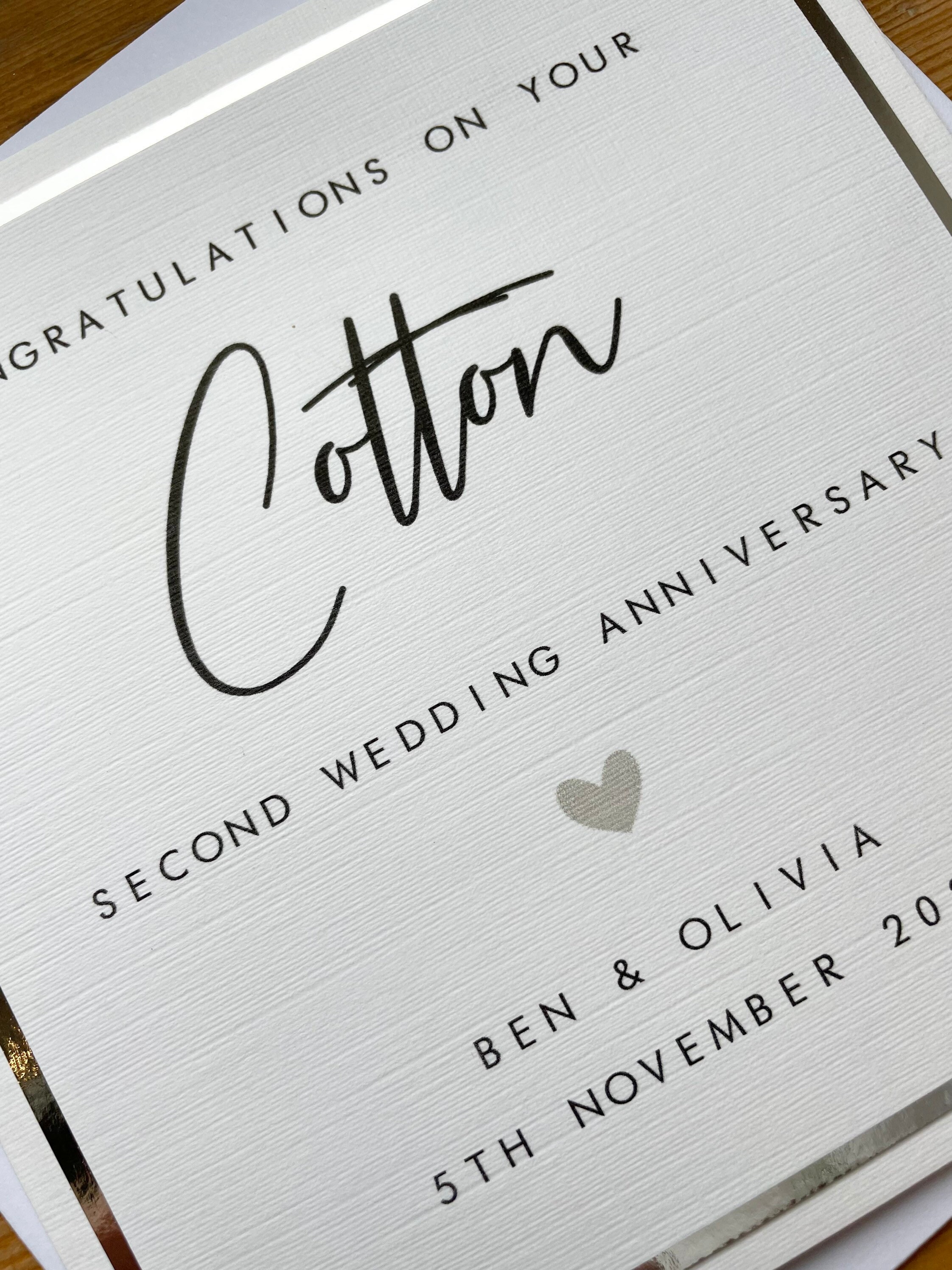 2nd Anniversary Card Personalised - Cotton Anniversary - Son / Daughter / Friend - Second ...