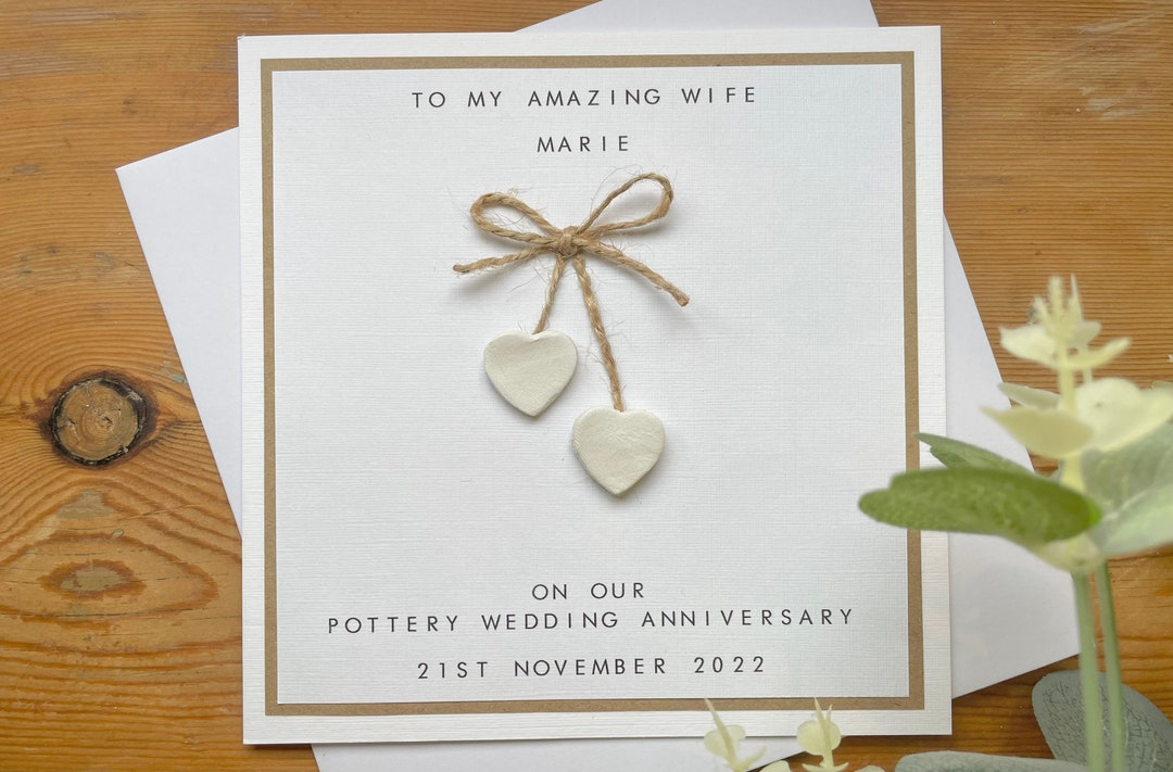 9th Anniversary Card Personalised Pottery Husband / Wife / Son Daughter ...