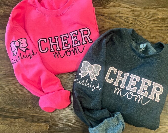 Embroidered Cheer Mom Glitter Sweatshirt| Glitter Cheer Mom Shirt - Etsy