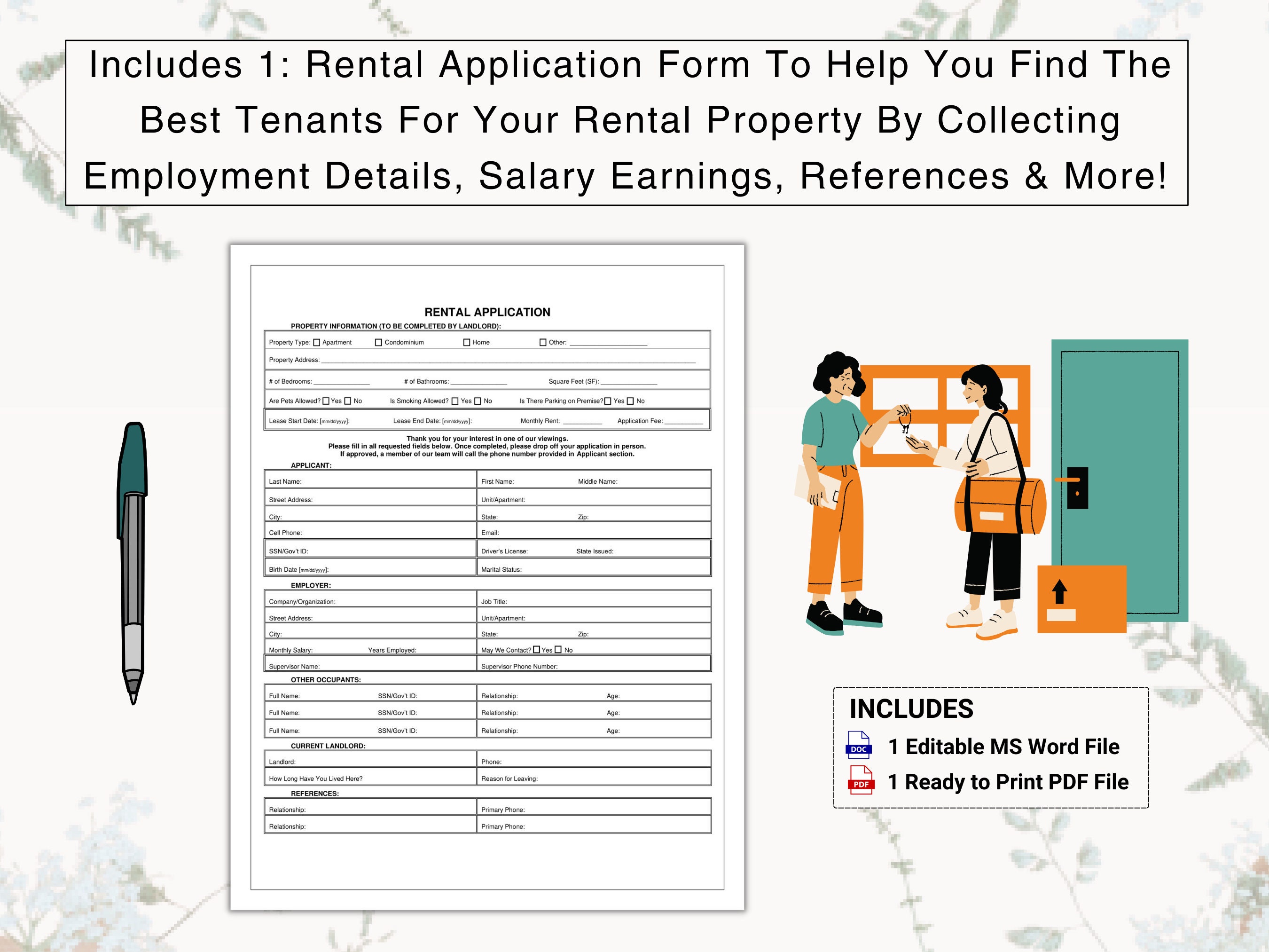 Rental / Lease Application & Rent Payment Set | Collect, Monitor, and ...