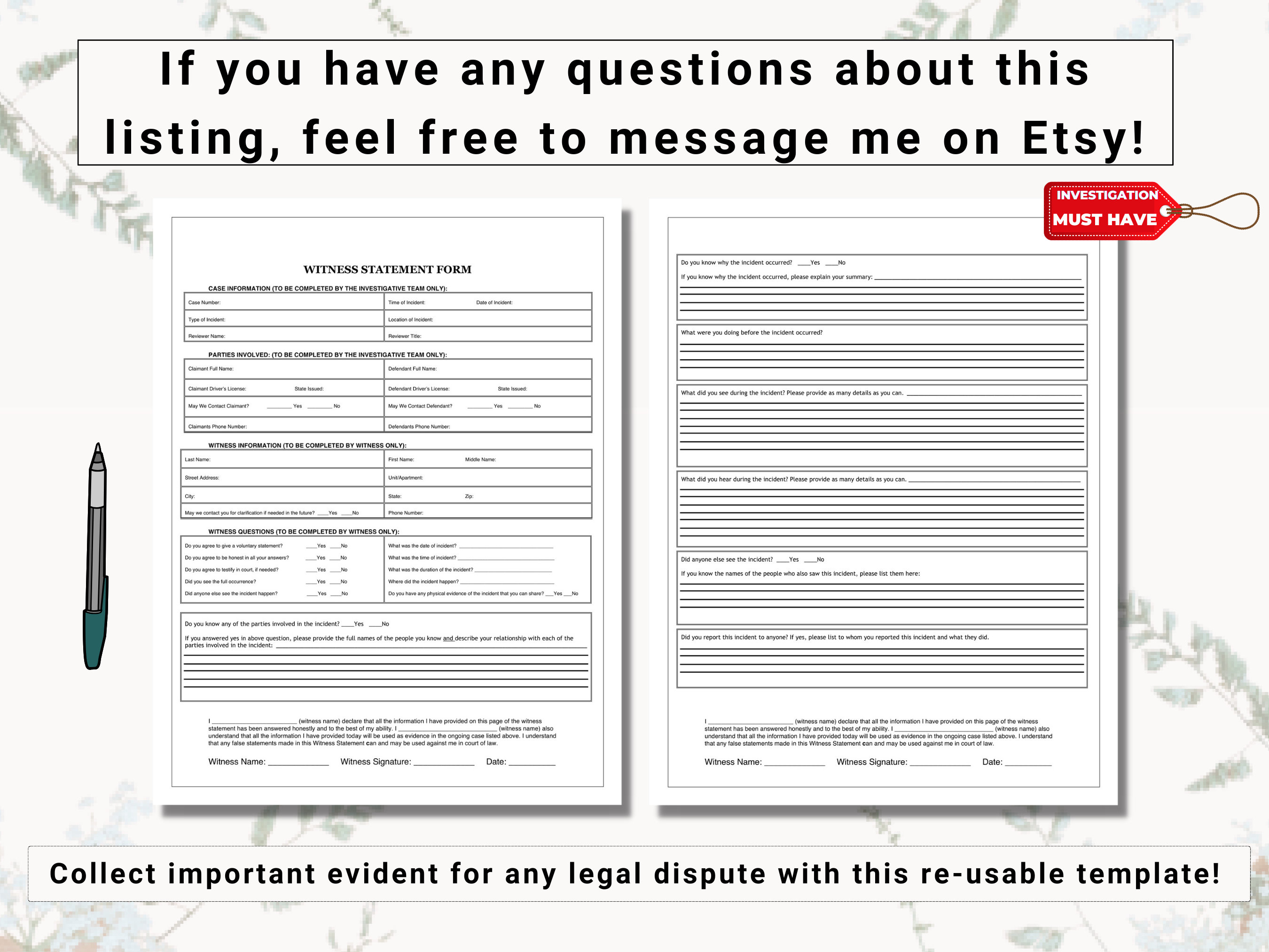 Witness Statement | Create Automatic Systems for Collecting Detailed ...