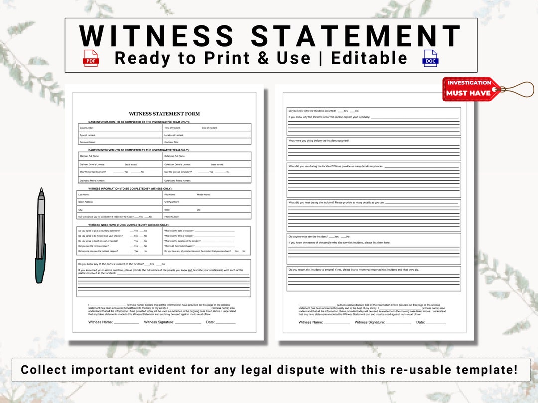 Witness Statement | Create Automatic Systems for Collecting Detailed ...