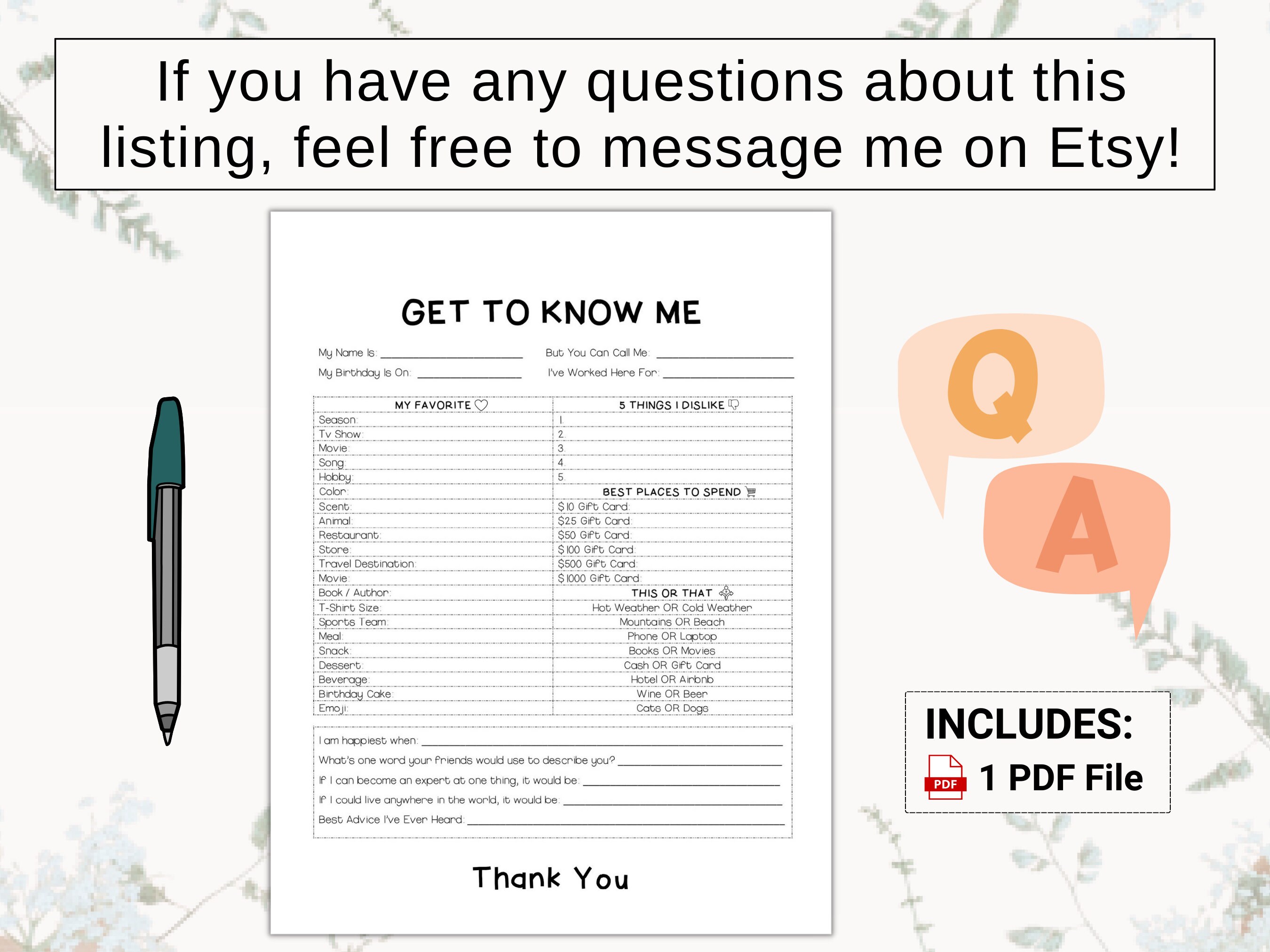 Employee "get to Know Me" Game | Learn More About Your Employees ...