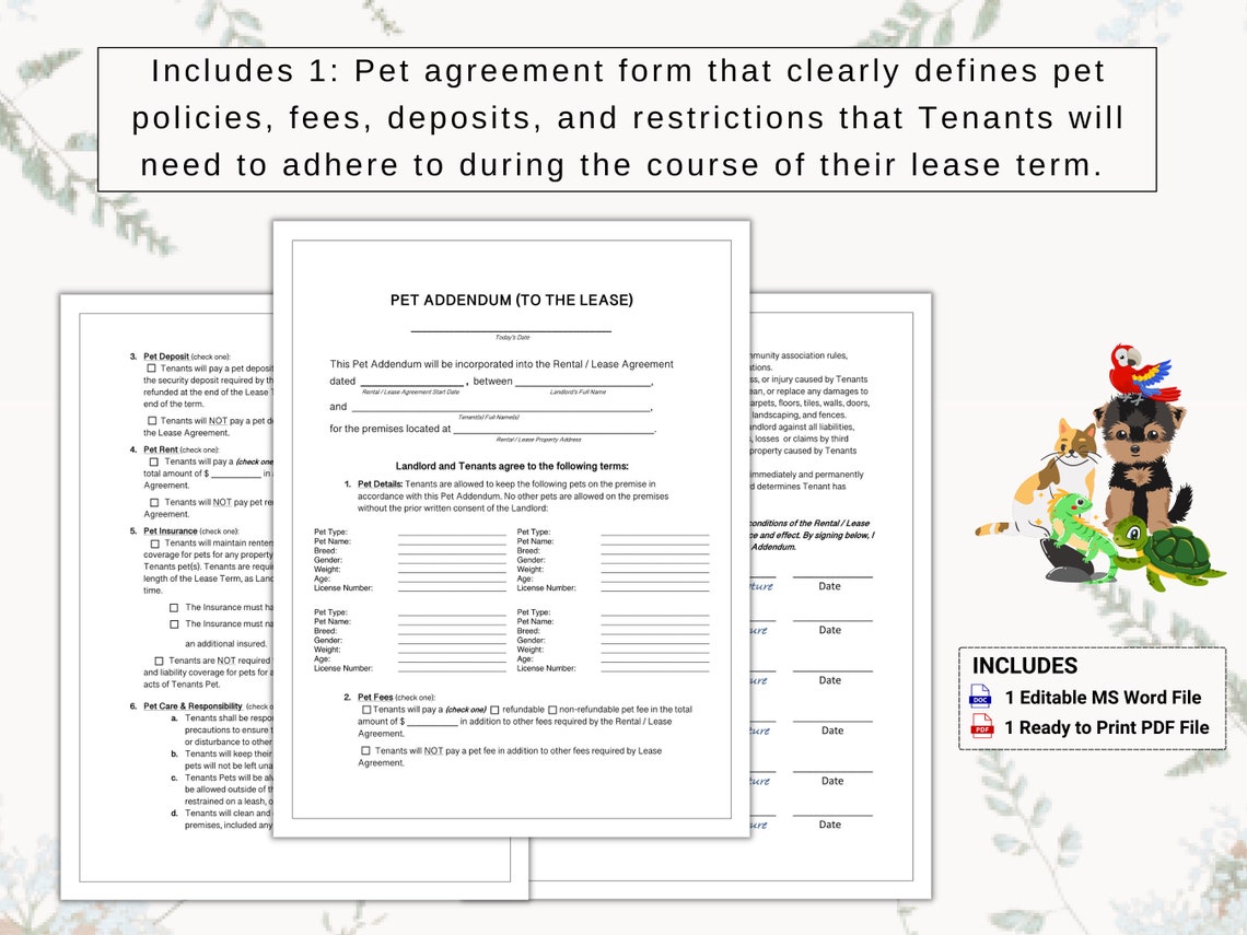 Rental / Lease Application & Pet Policy Bundle | Find the Best Tenants ...