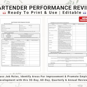 Restaurant Bartender / Mixologist Performance Review & Self Appraisal ...