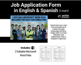 Application for Employment - Bilingual English/spanish - Etsy
