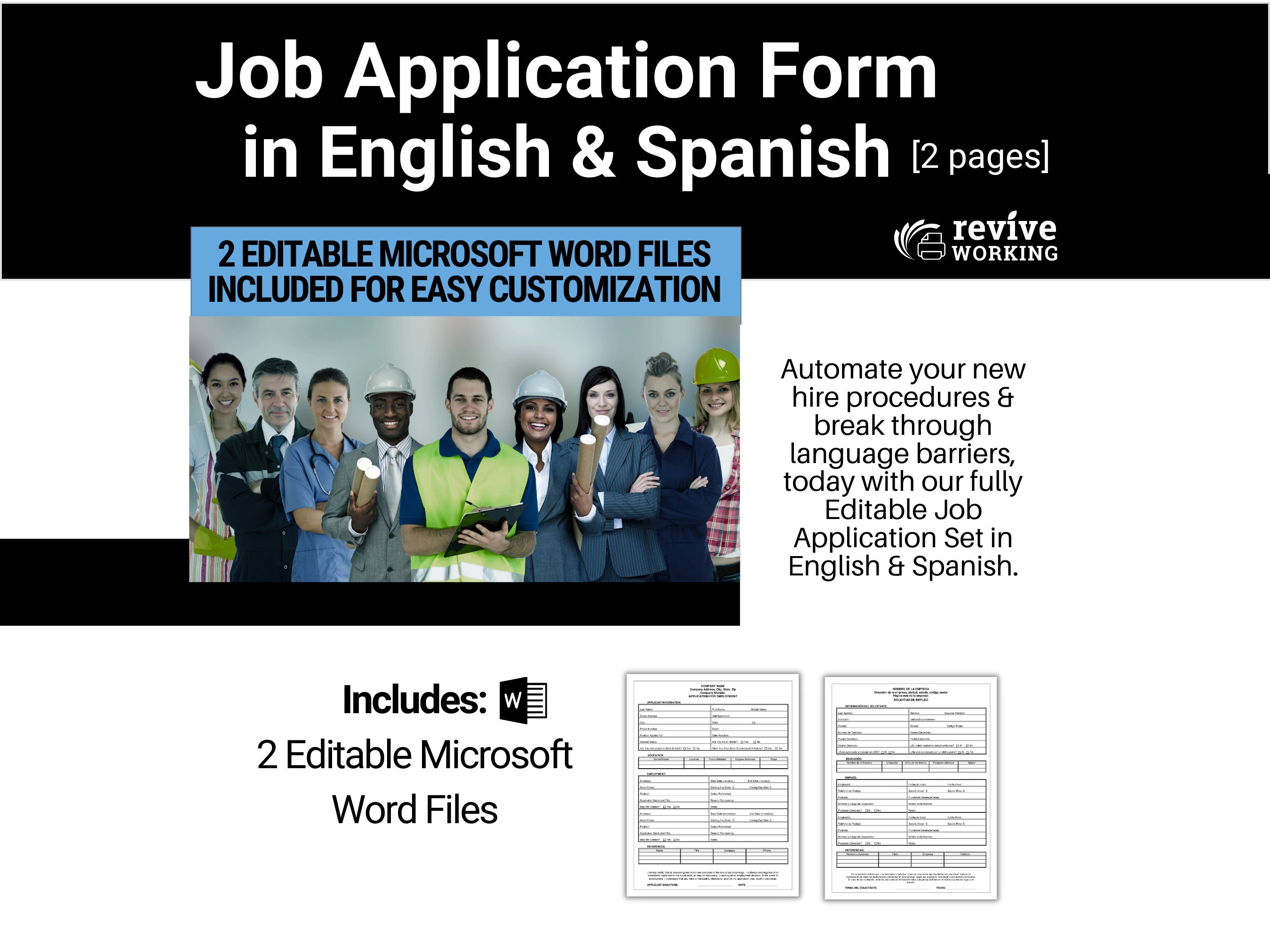 Employment / Job Application Forms in English & Spanish | Attract ...