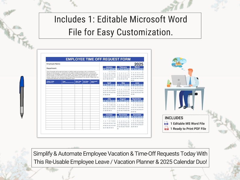 2025 Employee Time-off Planning Calendar for PTO, Leave & More ...