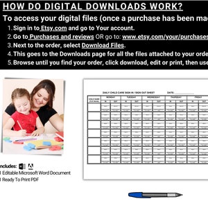 Childcare Sign in / Sign Out Form | Comes in Monday to Friday Schedule ...