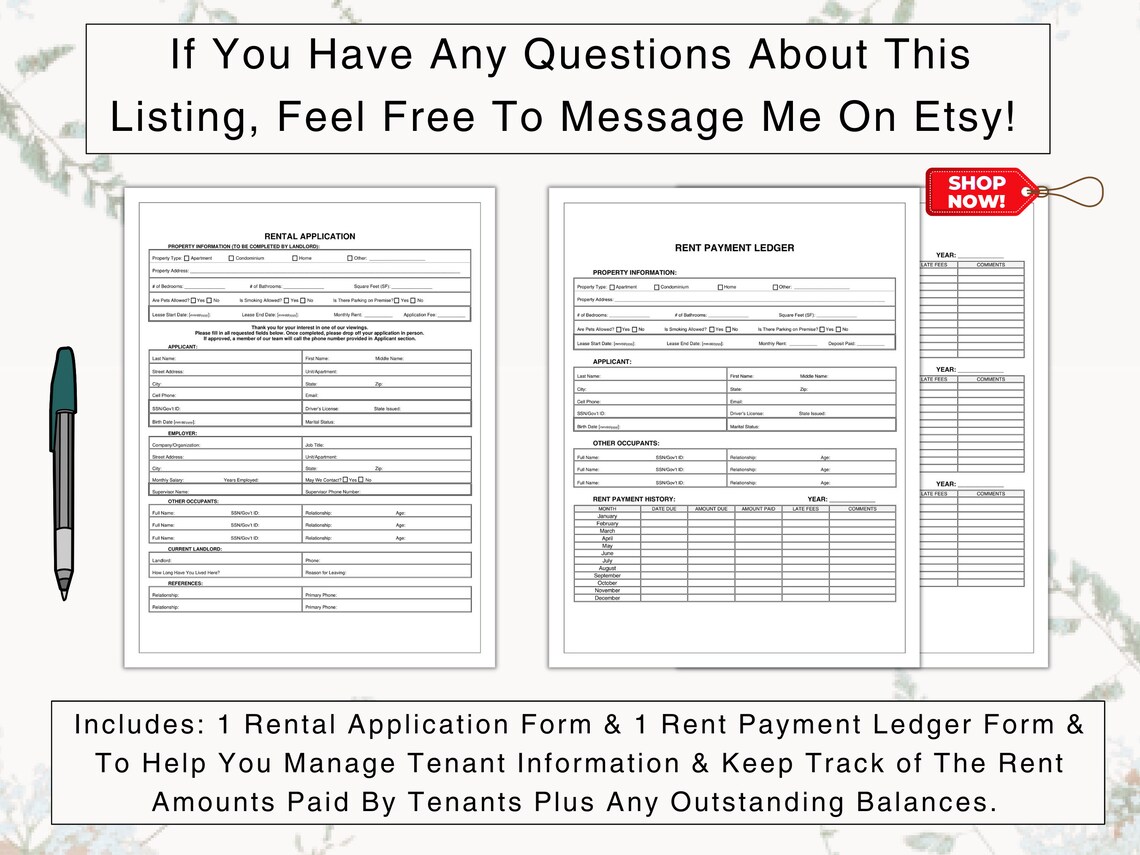 Rental / Lease Application & Rent Payment Set | Collect, Monitor, and ...