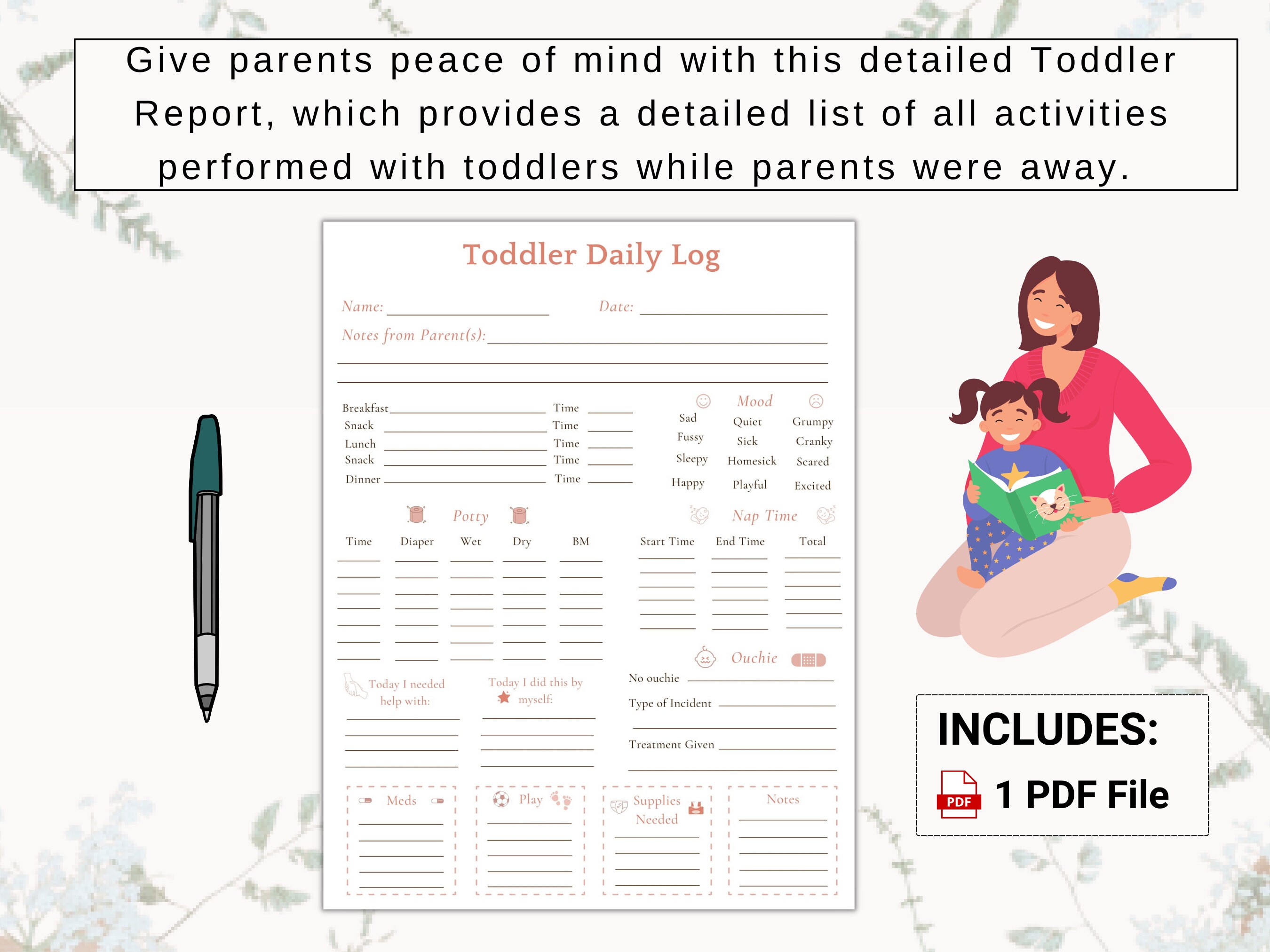 Daily Infant & Toddler Report | Covers: Potty Training, Nap / Play Time ...