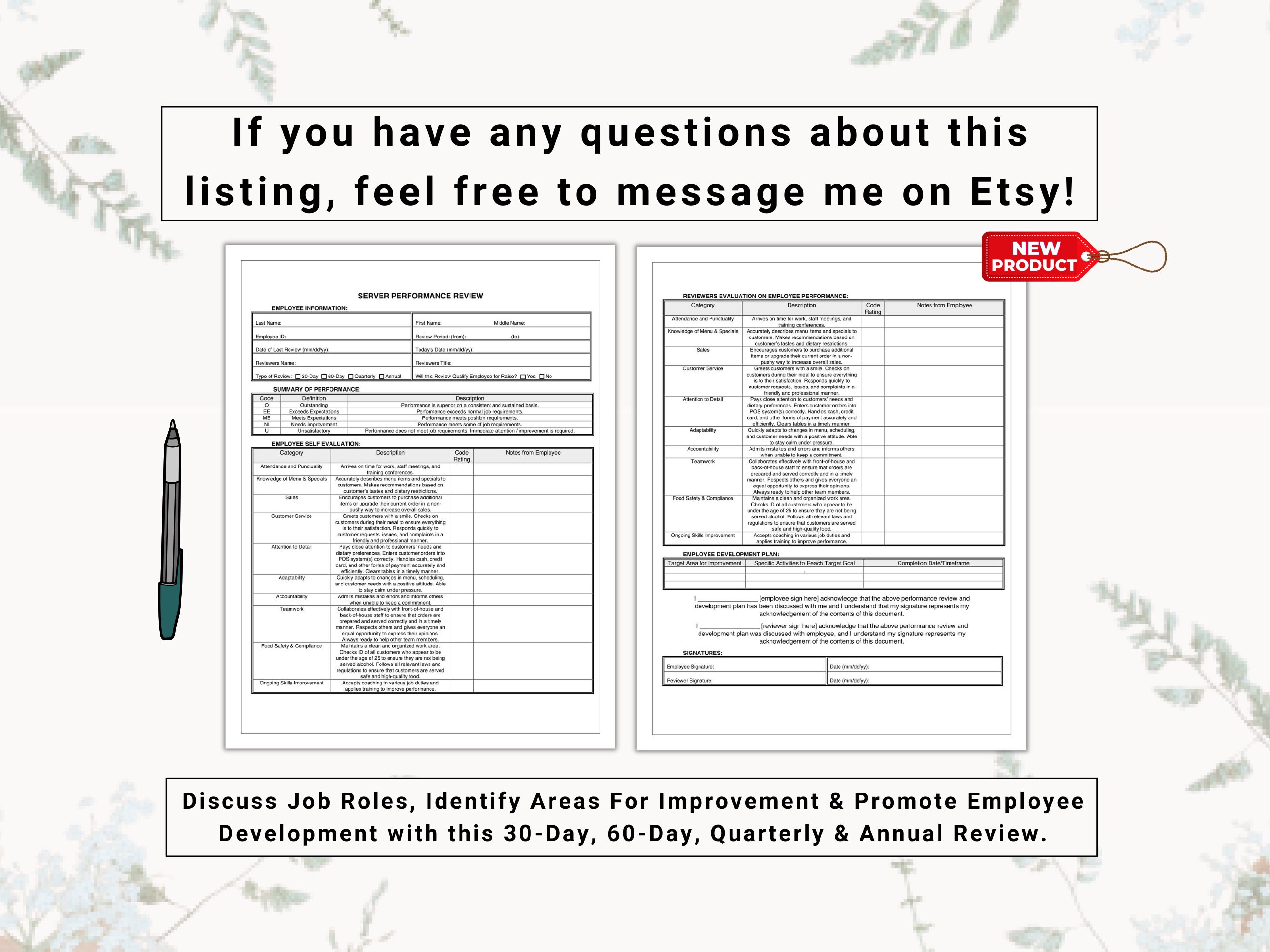 Restaurant Waitress / Server Performance Review & Self Appraisal ...