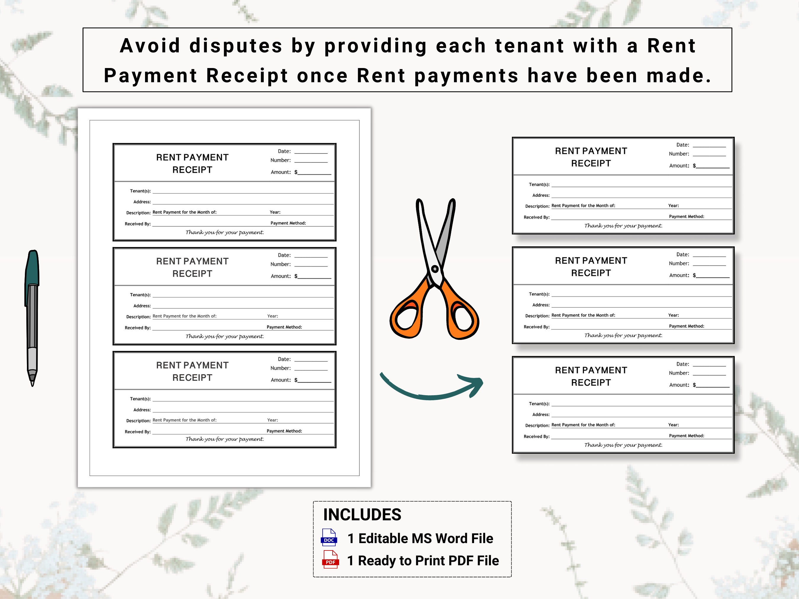 Rental Application, Rent Payment Ledger & Rent Payment Receipt | Easily ...