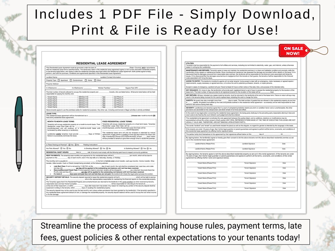 Residential Lease Agreement | Simply Explain Rent Payment Details ...
