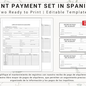 Rent Payment Ledger & Receipt in Spanish | Libro De Pagos De Alquiler Y ...