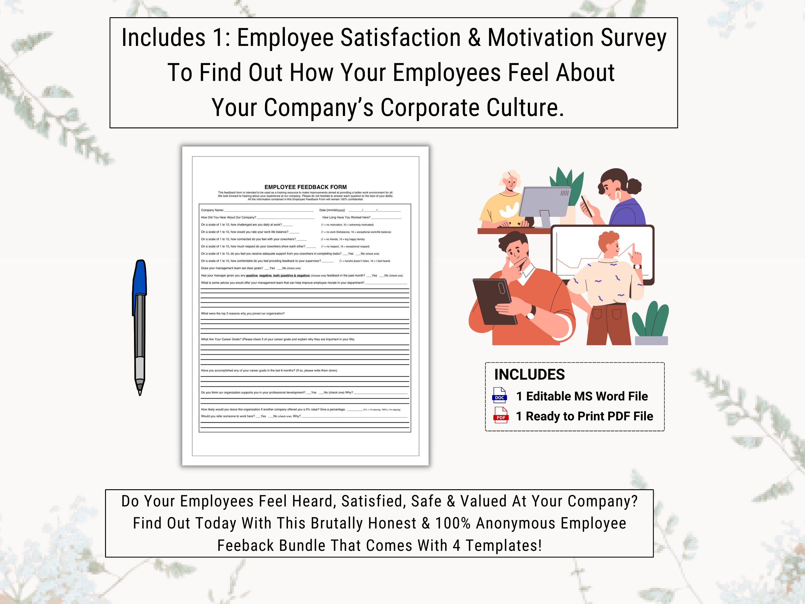 Employee Feedback Tell-all Set | Find Out How Your Employees Feel About ...