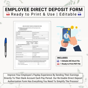 Employee Direct Deposit Authorization Template Save Time / - Etsy Canada