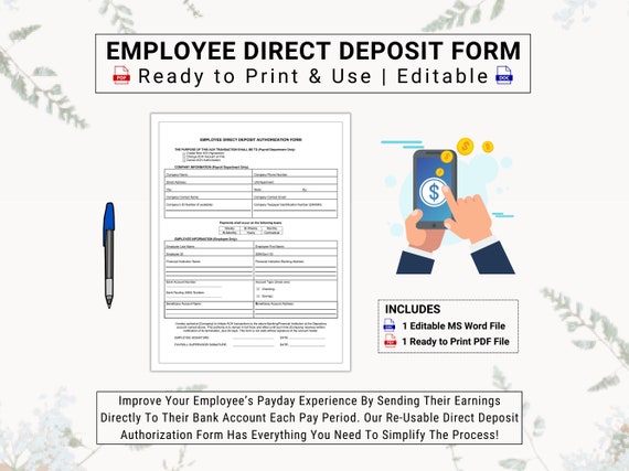 Employee Direct Deposit Forms New Employee Payroll Information