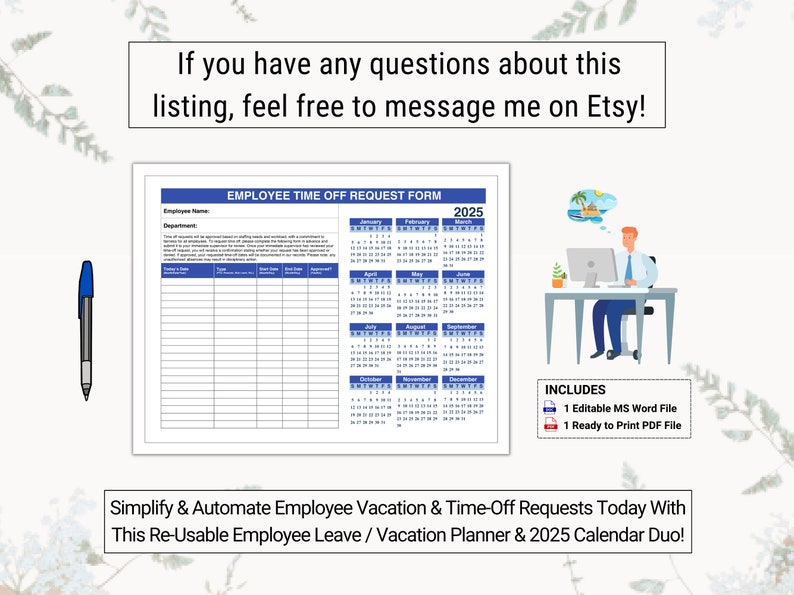 2025 Employee Time-off Planning Calendar for PTO, Leave & More ...