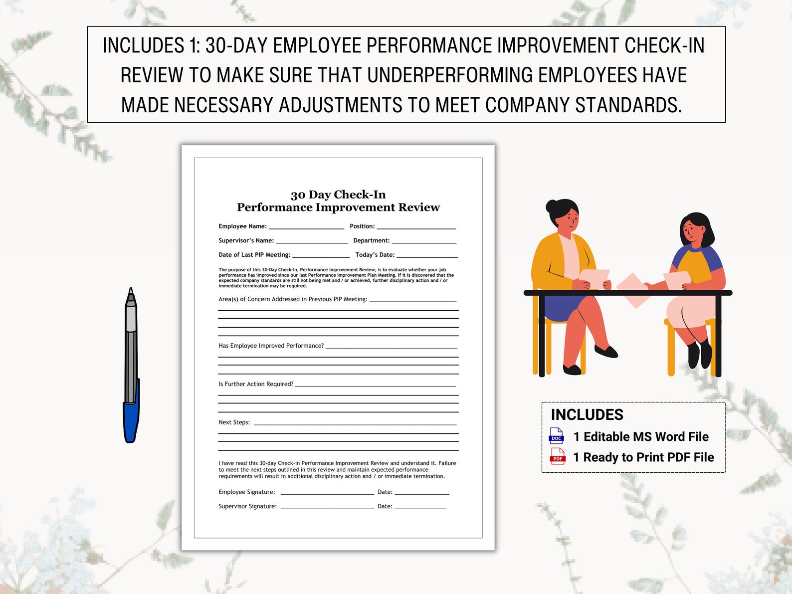 Employee Performance Improvement Plan & 30-day (Instant Download) - Etsy