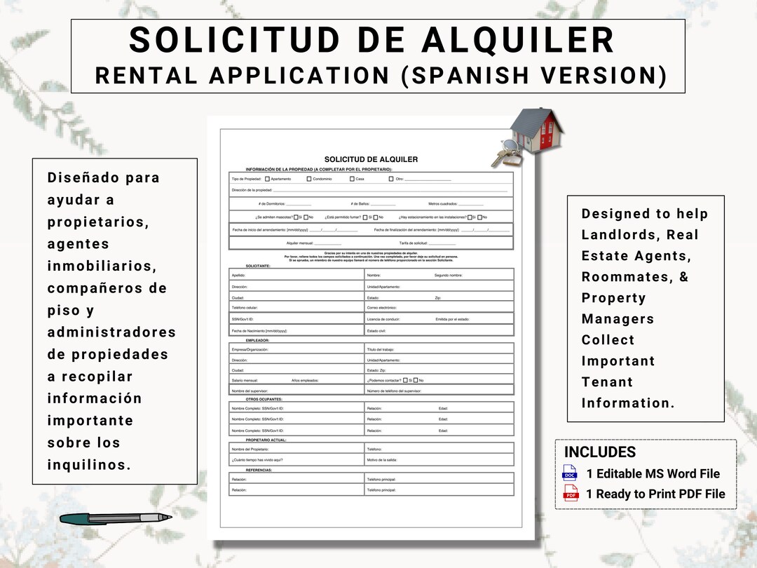 Rental / Lease Application for Spanish Speaking Tenants Break Through ...