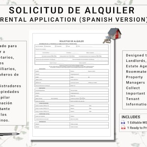 Rental / Lease Application for Spanish Speaking Tenants - Etsy