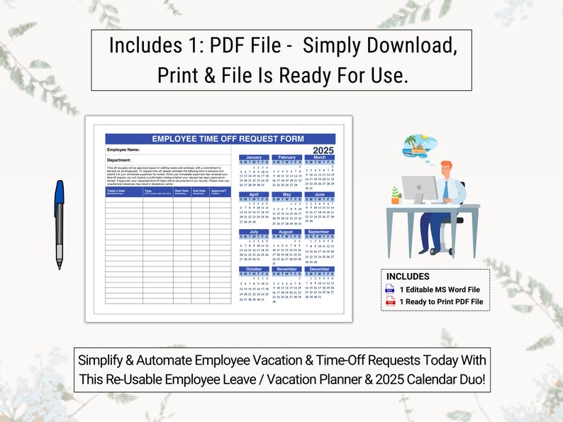 2025 Employee Time-off Planning Calendar for PTO, Leave & More ...