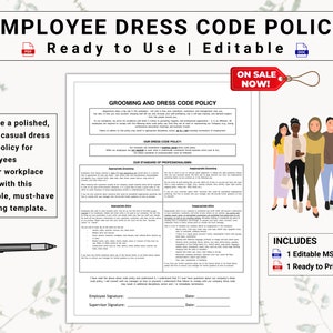 Employee Dress Code / Grooming Policy Employee Handbook Must - Etsy