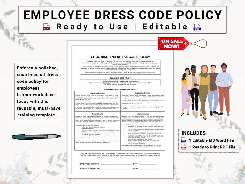 Employee Dress Code / Grooming Policy Employee Handbook Must - Etsy