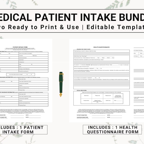 Patient Intake Form - Etsy