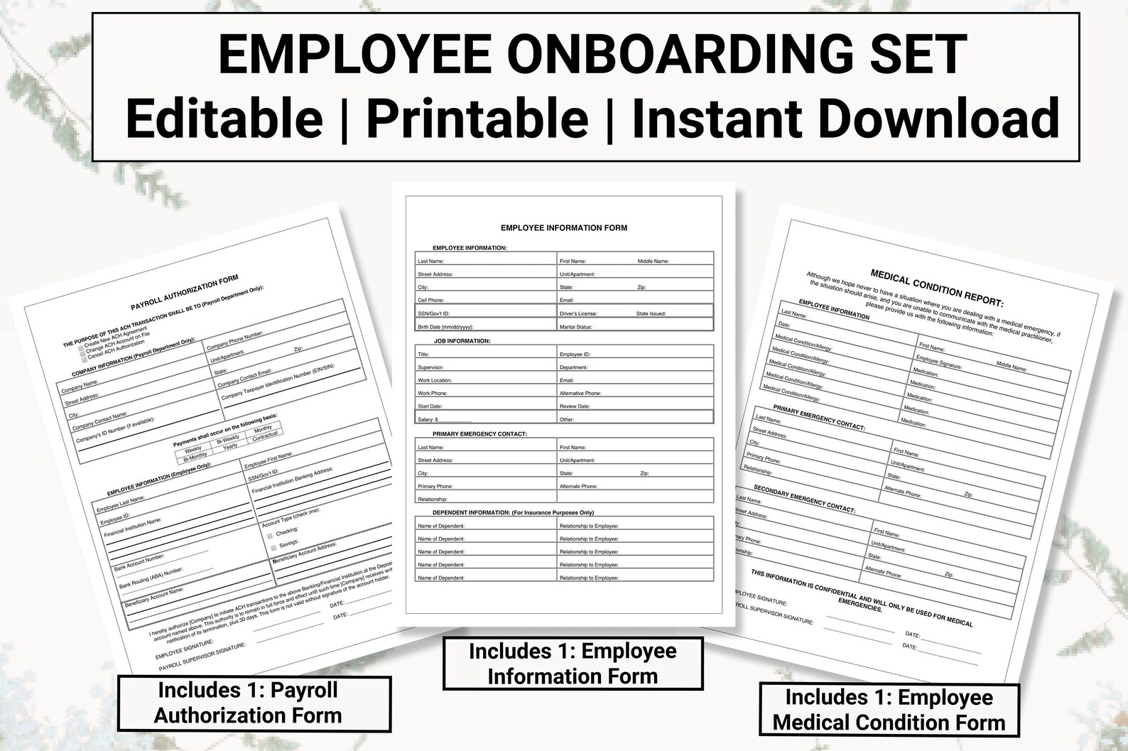 New Hire / Employee Onboarding Set | Includes Employee Information Form ...
