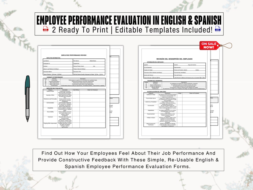 Employee Performance Review in English & Spanish | Plantilla De ...
