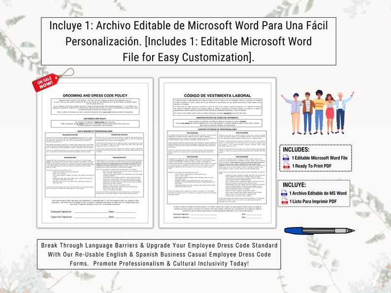 Employee Dress Code & Grooming Policy in English + Spanish | Código De ...