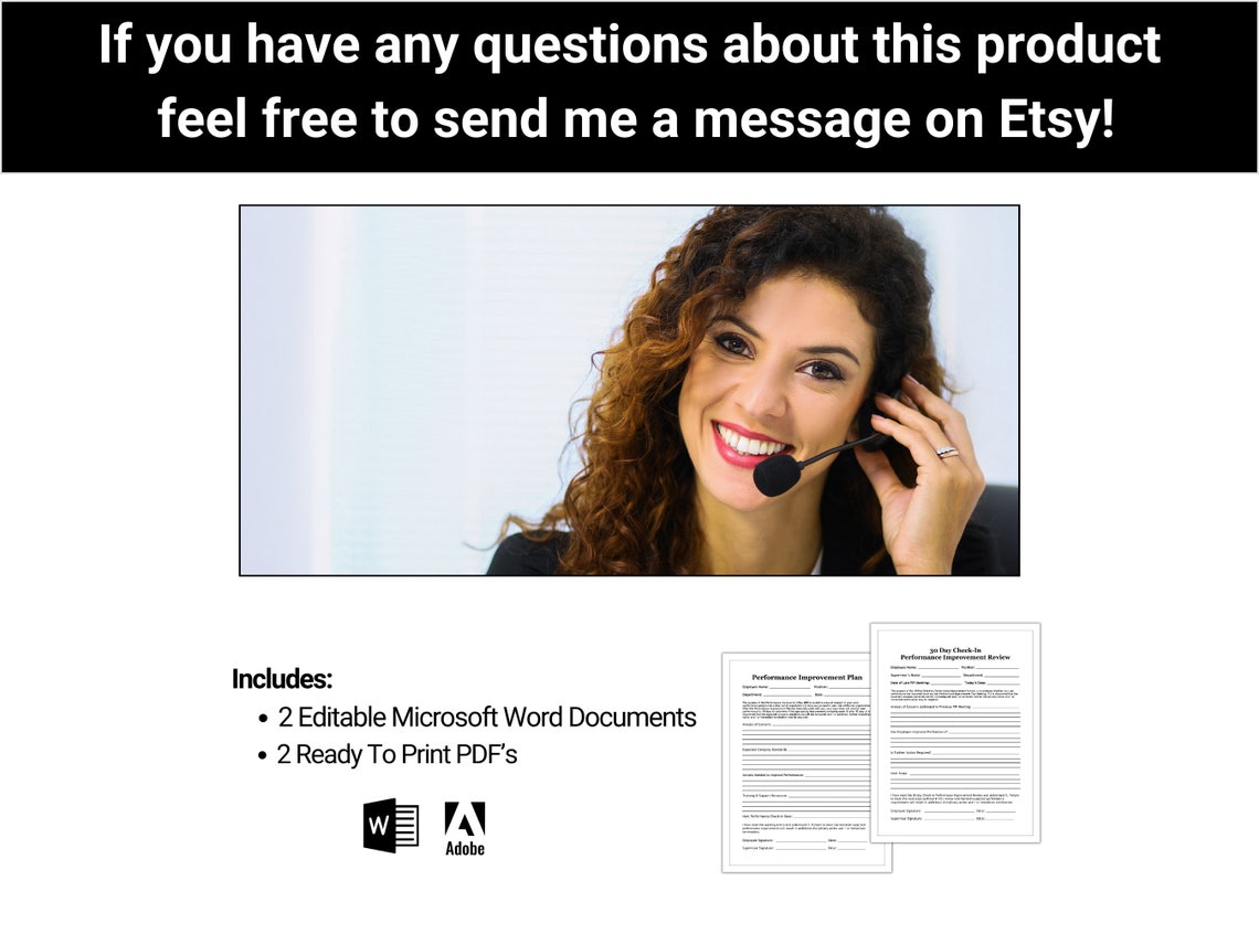 Employee Performance Improvement Plan & 30-day Follow up Review Set ...