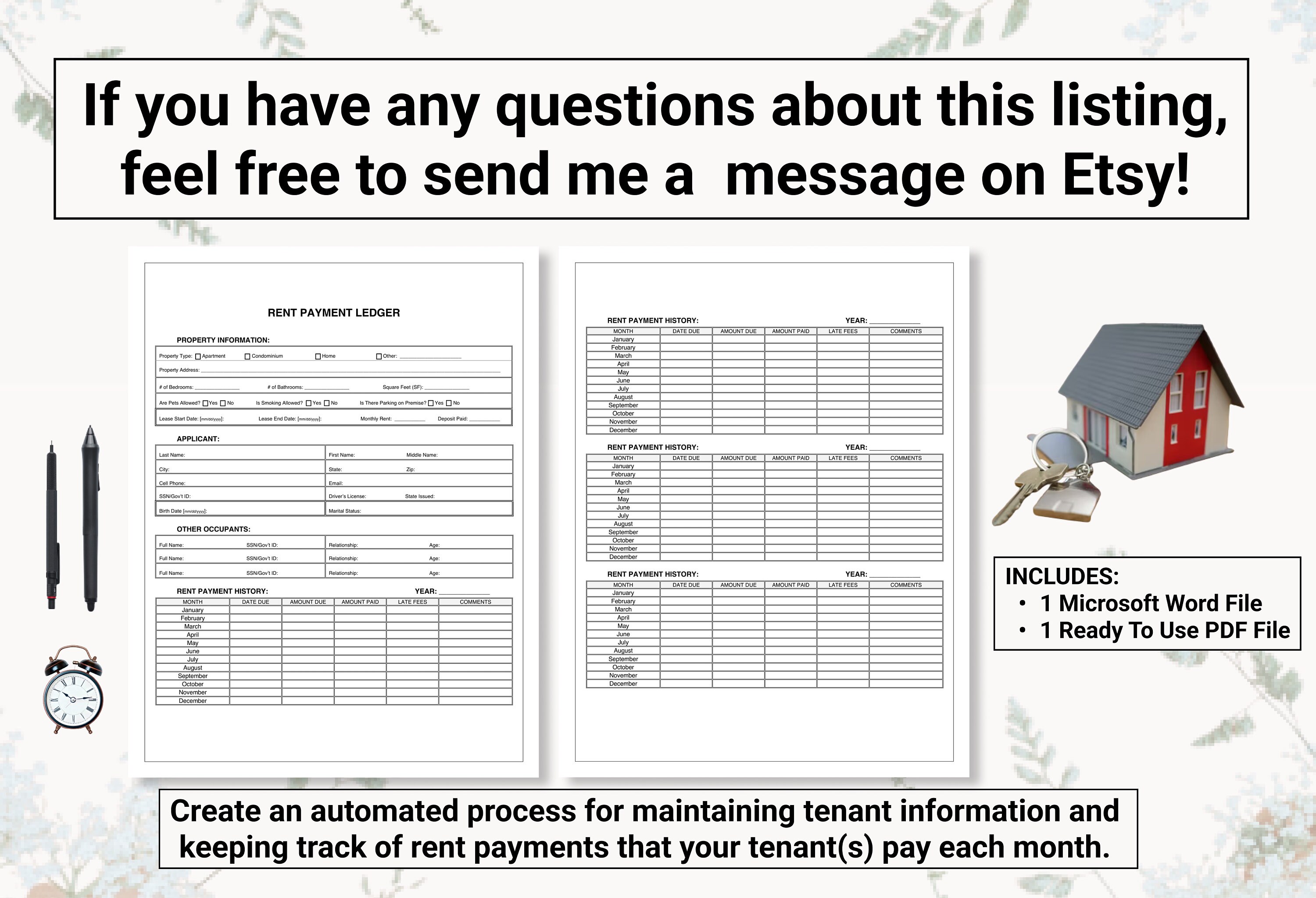 Rent Payment Ledger Bundle Track Monthly Rental / Lease / - Etsy Canada