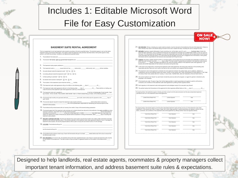 Basement Suite Rental Application / Lease Agreement | Establish Rules ...